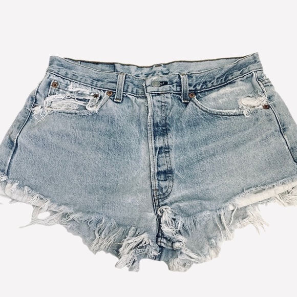 Levi's | Shorts | Vintage Levis 5 Button Fly High Rise Ripped Denim ...